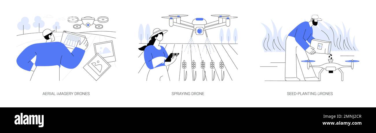 Agricultural drones abstract concept vector illustrations Stock Vector ...