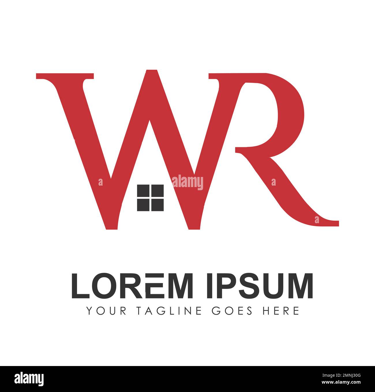 Monogram Initial Letters Vector Logo WR Sign illustration in white ...