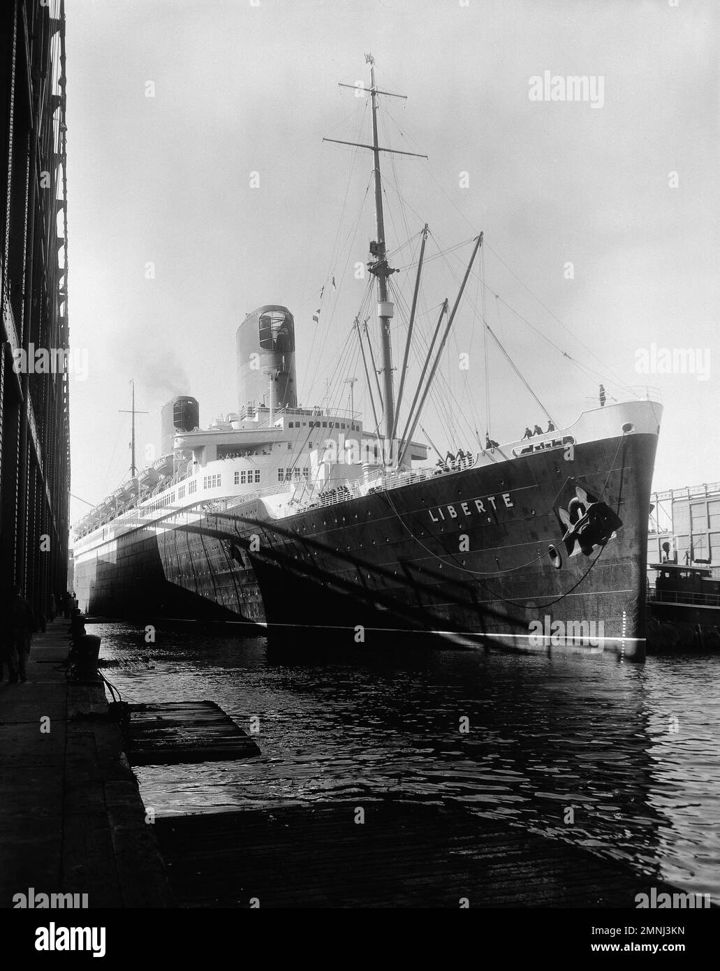 French liner, the SS Liberte is pictured arriving in New York City ...