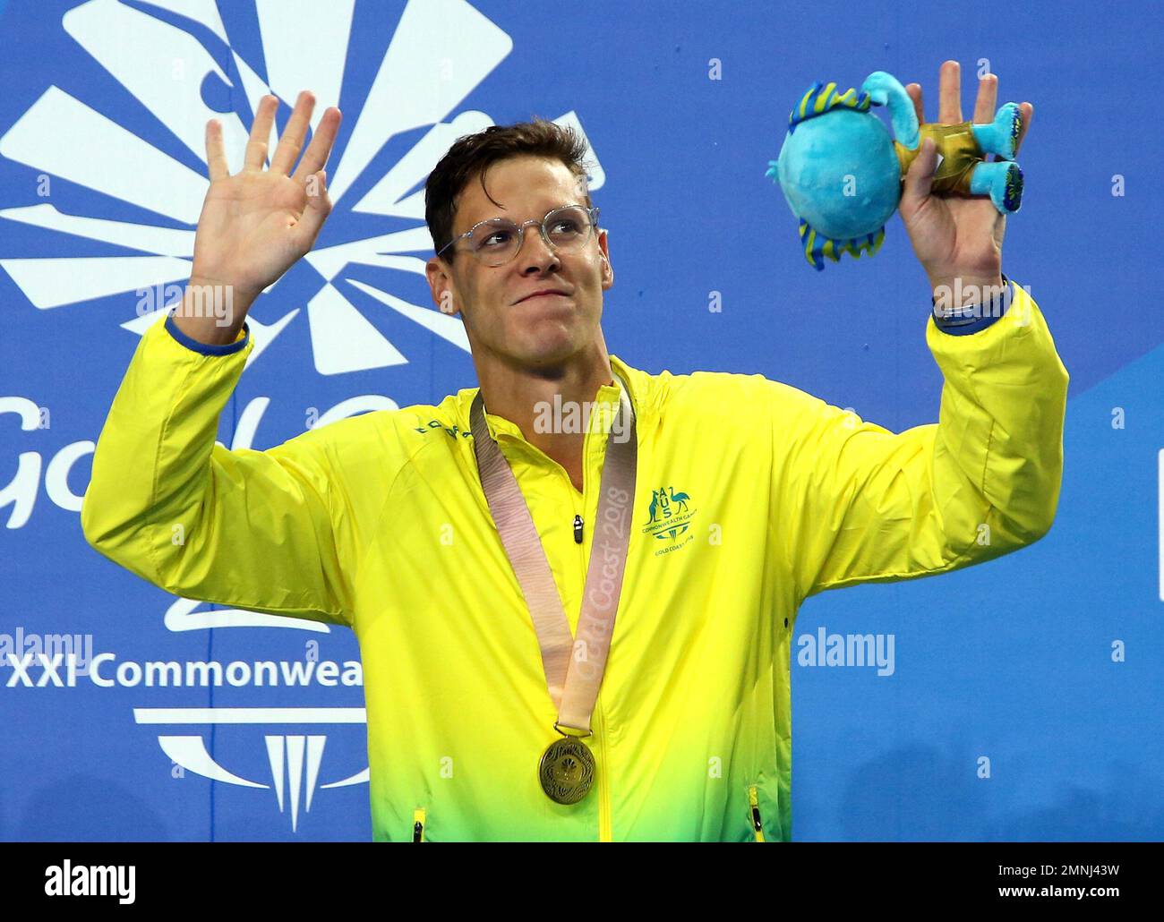 Men's 100m backstroke final gold medalist Australia's Mitch Larkin ...