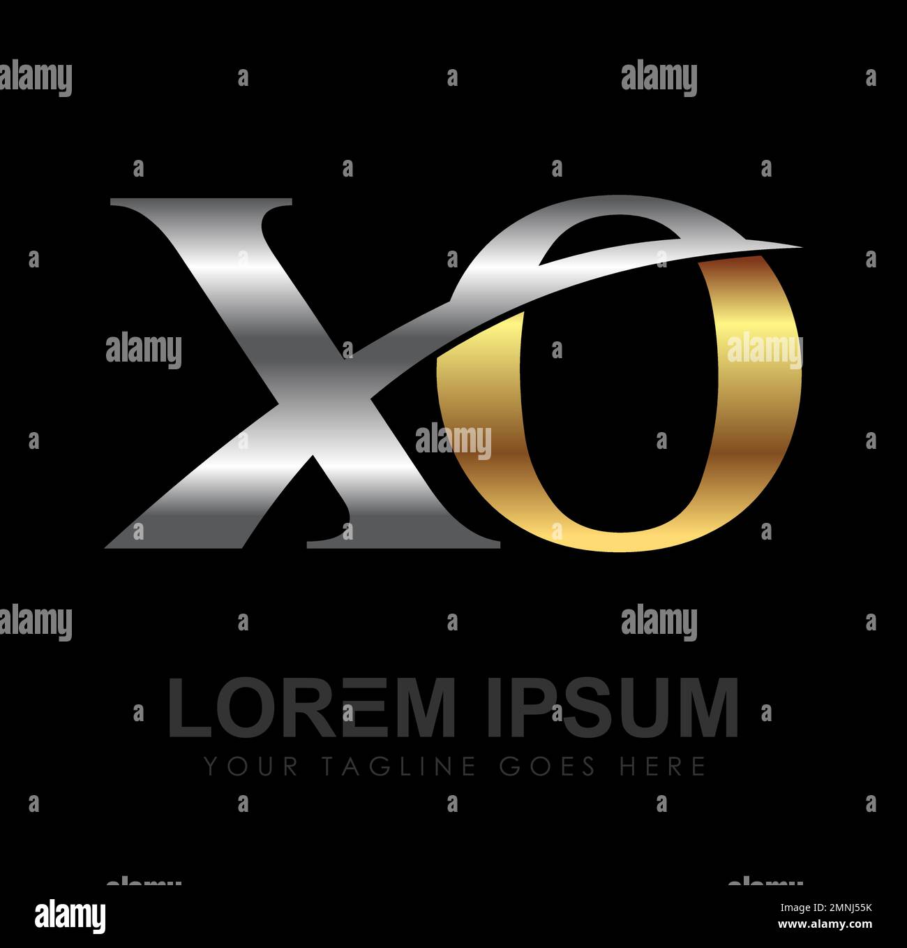 Monogram Initial Letters Vector Logo XO Sign illustration in white ...