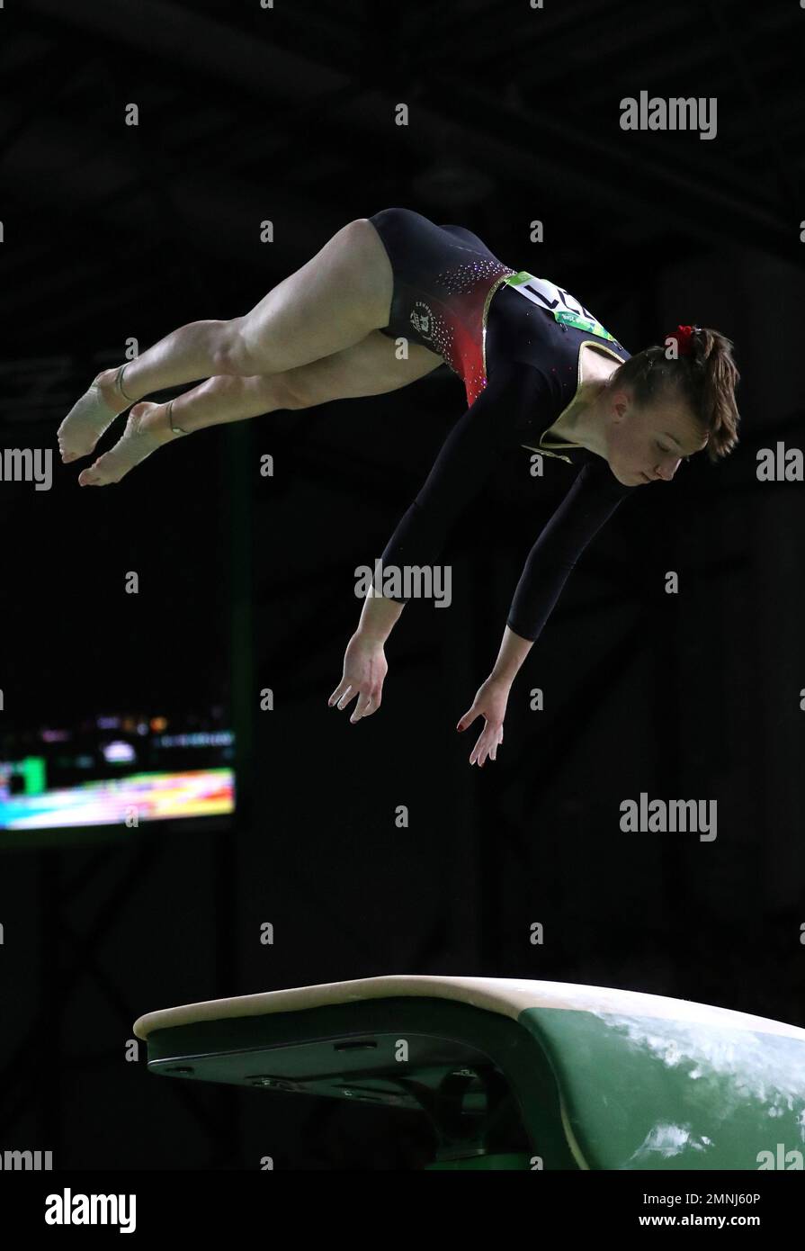 Jersey's Rachelle Flambard competes on the vault during the women's ...