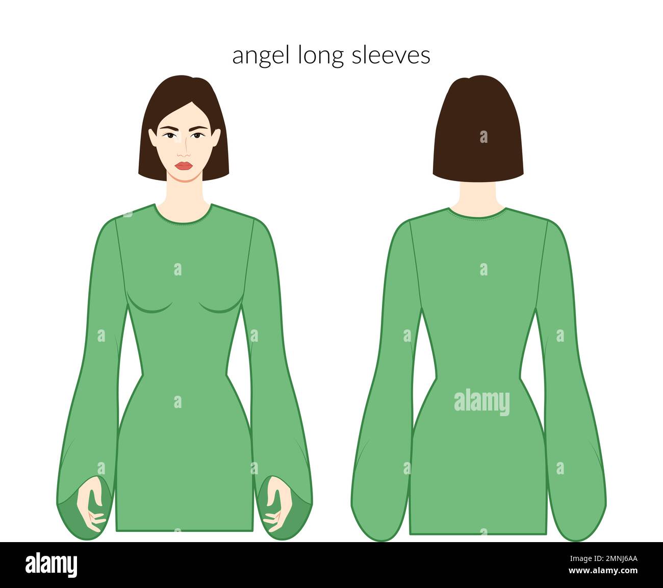 Angel sleeves long length clothes character beautiful lady in gleen top ...