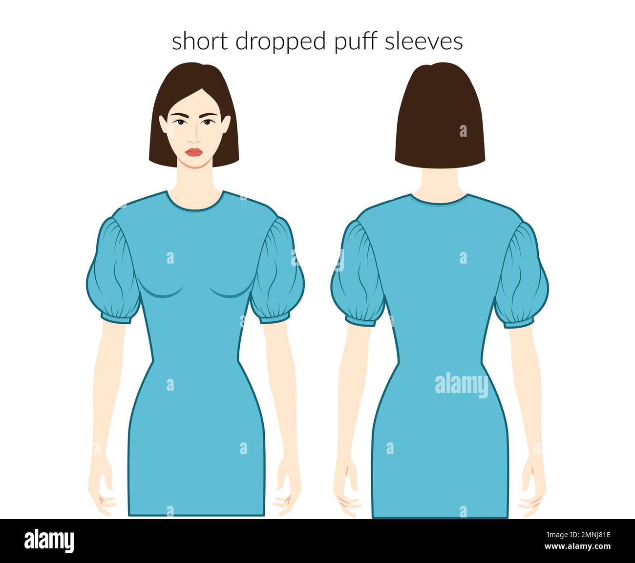 Dropped puff sleeves short length clothes character beautiful lady in ...