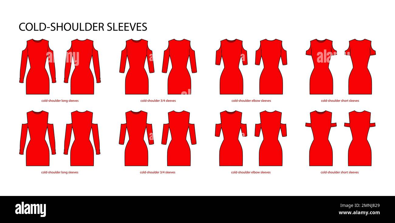 Set of Cold-shoulder sleeves clothes long, 3-4, elbow, short length ...