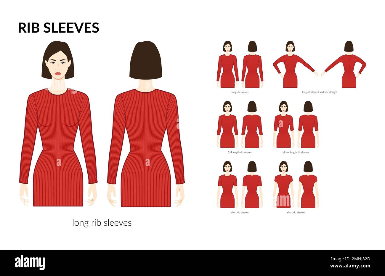 Set of Rib sleeves clothes knit long, short, 3-4, elbow length, folded ...