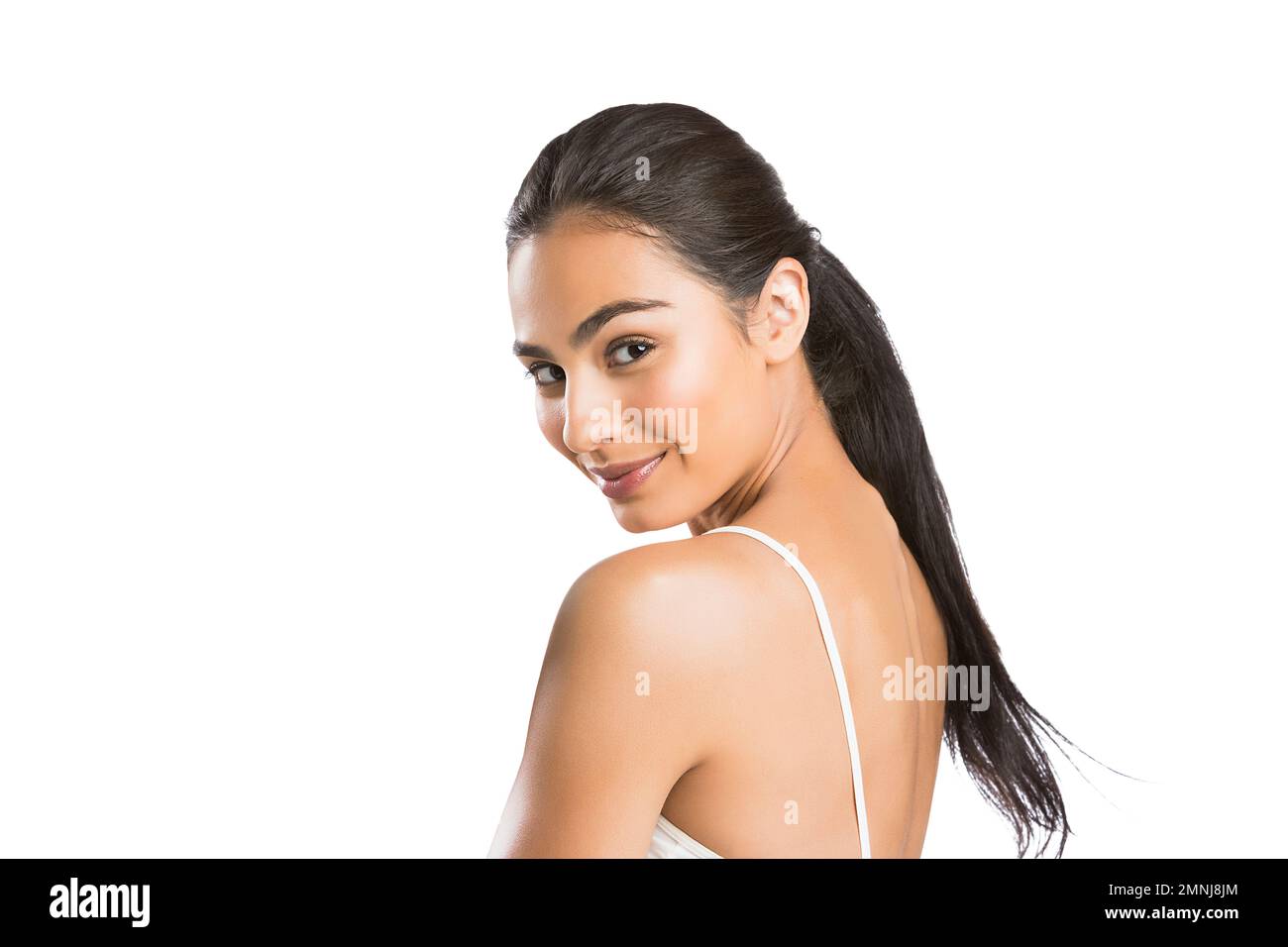 Woman brown hair ponytail headshot hi-res stock photography and images ...