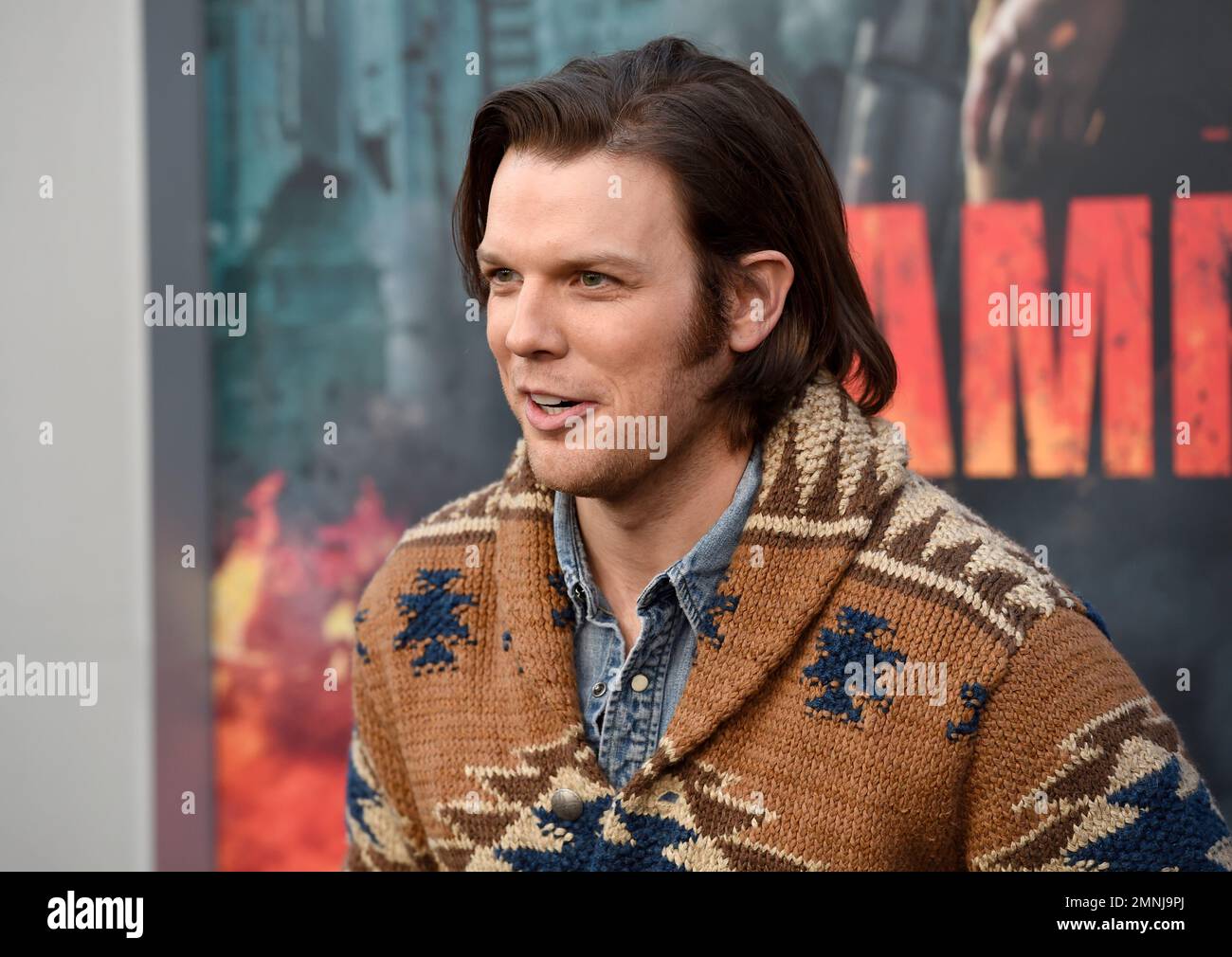 Jake Lacy arrives at the world premiere of "Rampage" at the Microsoft ...