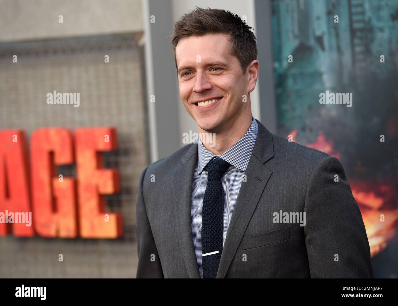 Adam Sztykiel arrives at the world premiere of "Rampage" at the ...