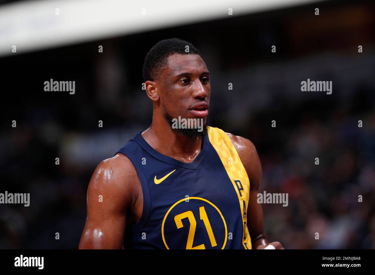Indiana Pacers forward Thaddeus Young (21) in the first half of an NBA ...