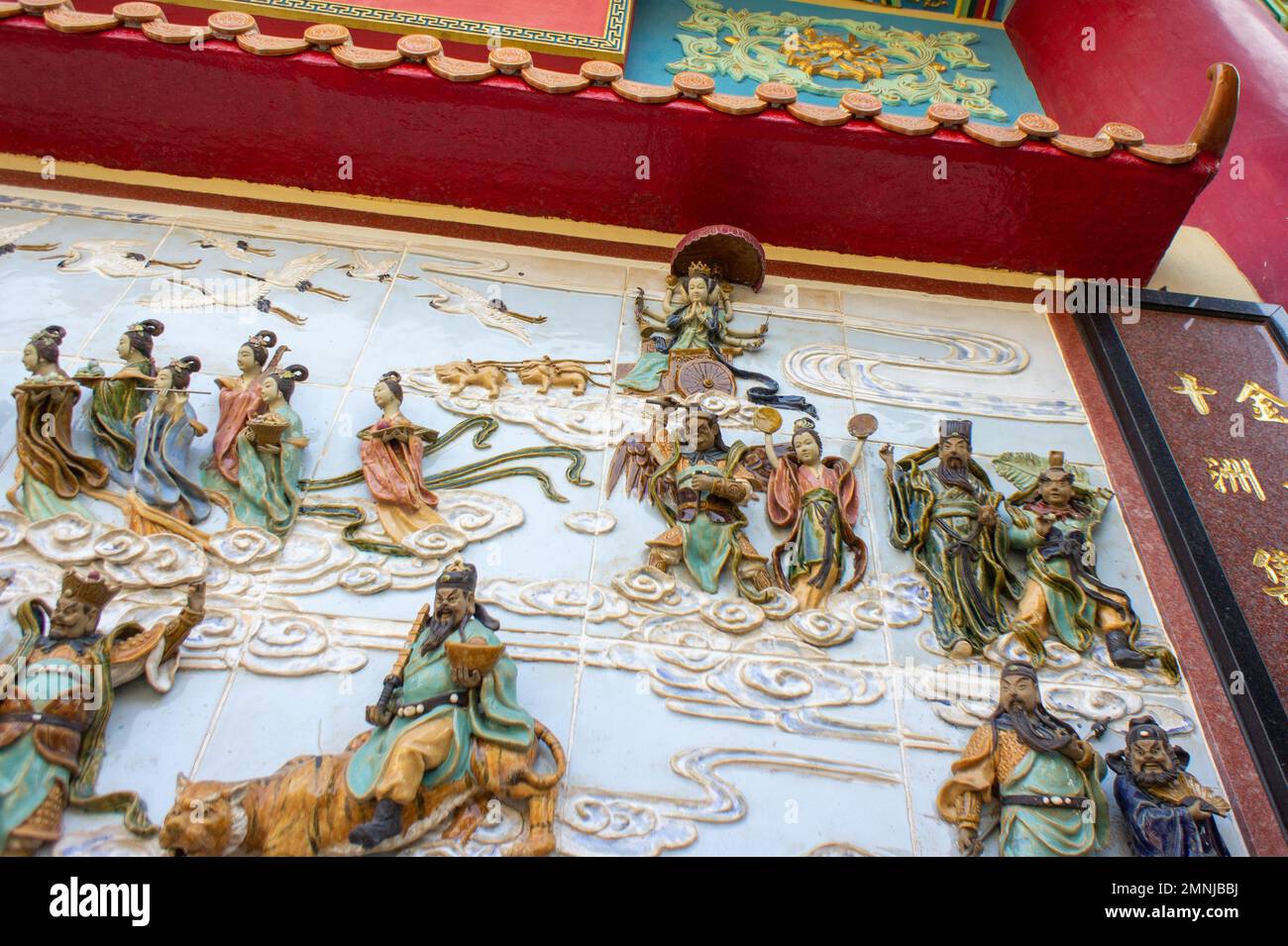 Details of mural showing scenes with different chinese immortals at ...