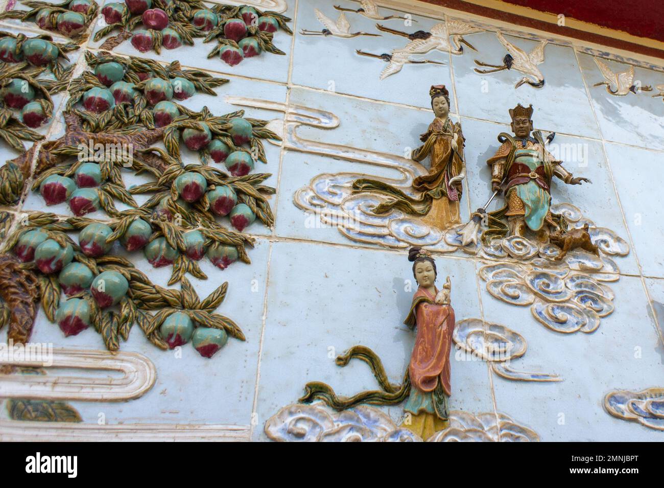 Details of mural showing scenes with different chinese immortals at ...