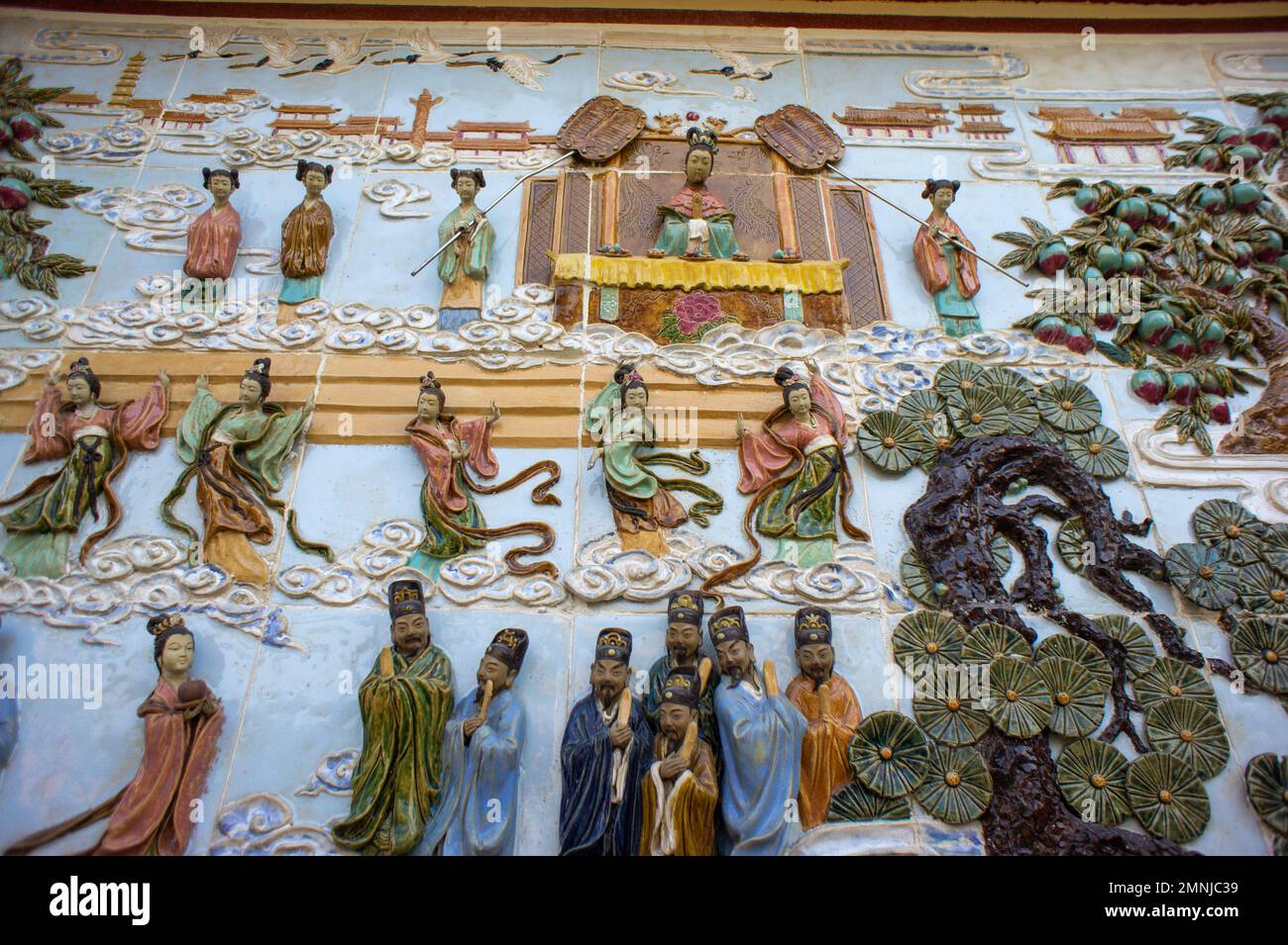 Details of mural showing scenes with different chinese immortals at ...