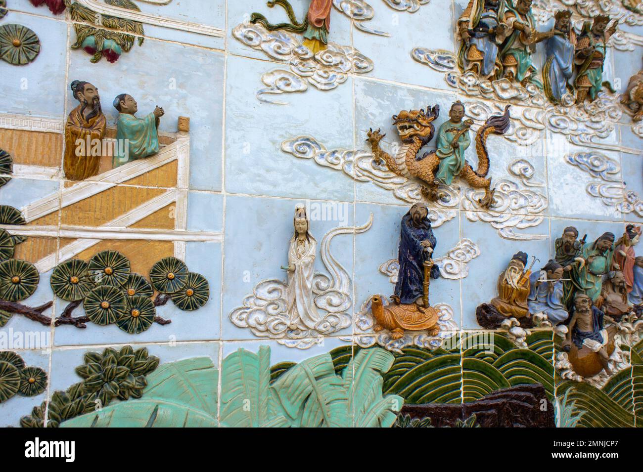 Details of mural showing scenes with different chinese immortals at ...