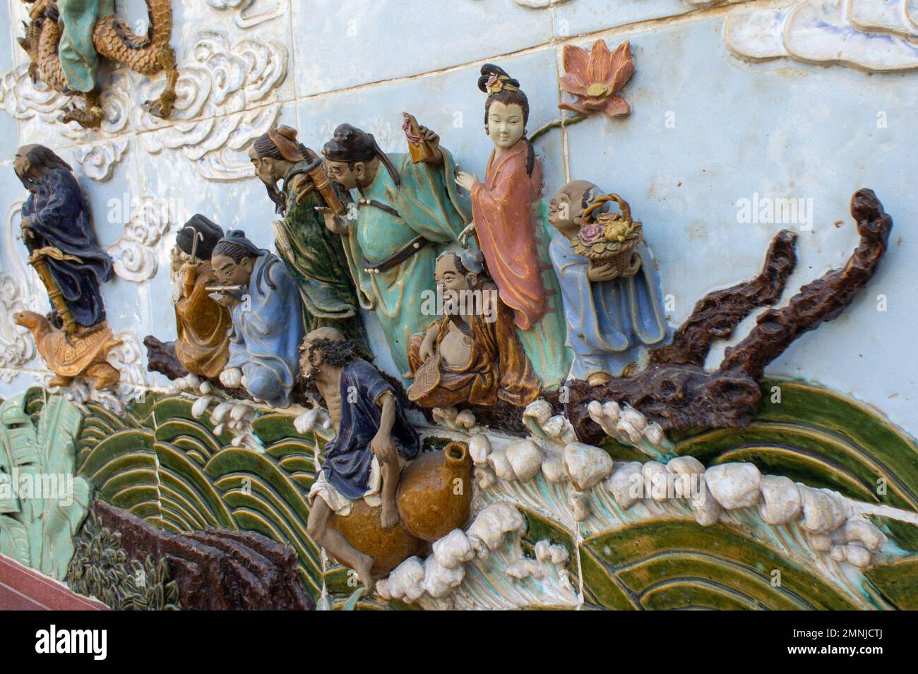 Details of mural showing scenes with different chinese immortals at ...