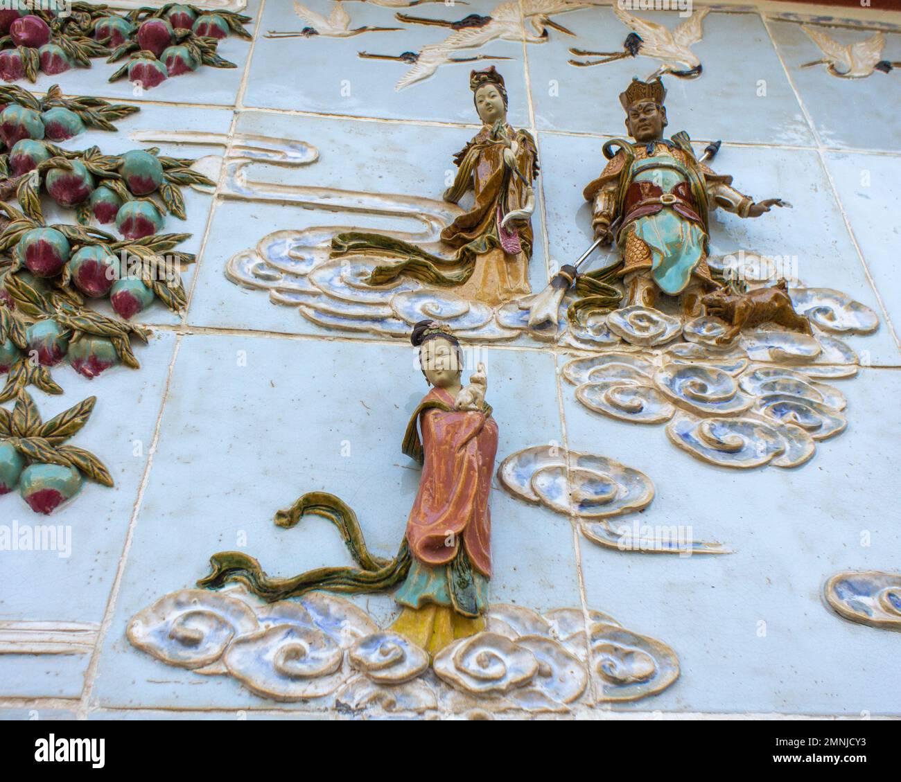 Details of mural showing scenes with different chinese immortals at ...