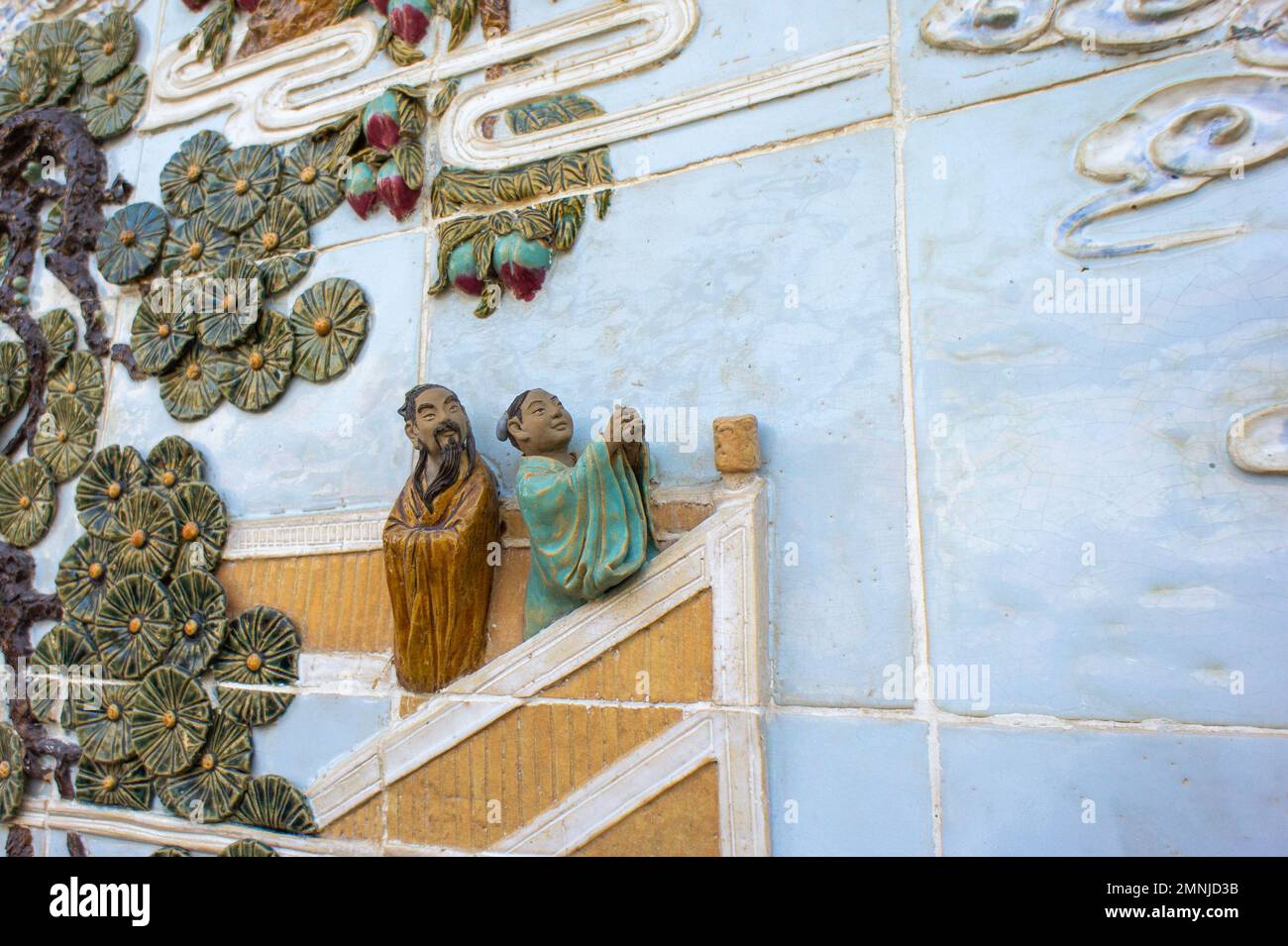 Details of mural showing scenes with different chinese immortals at ...