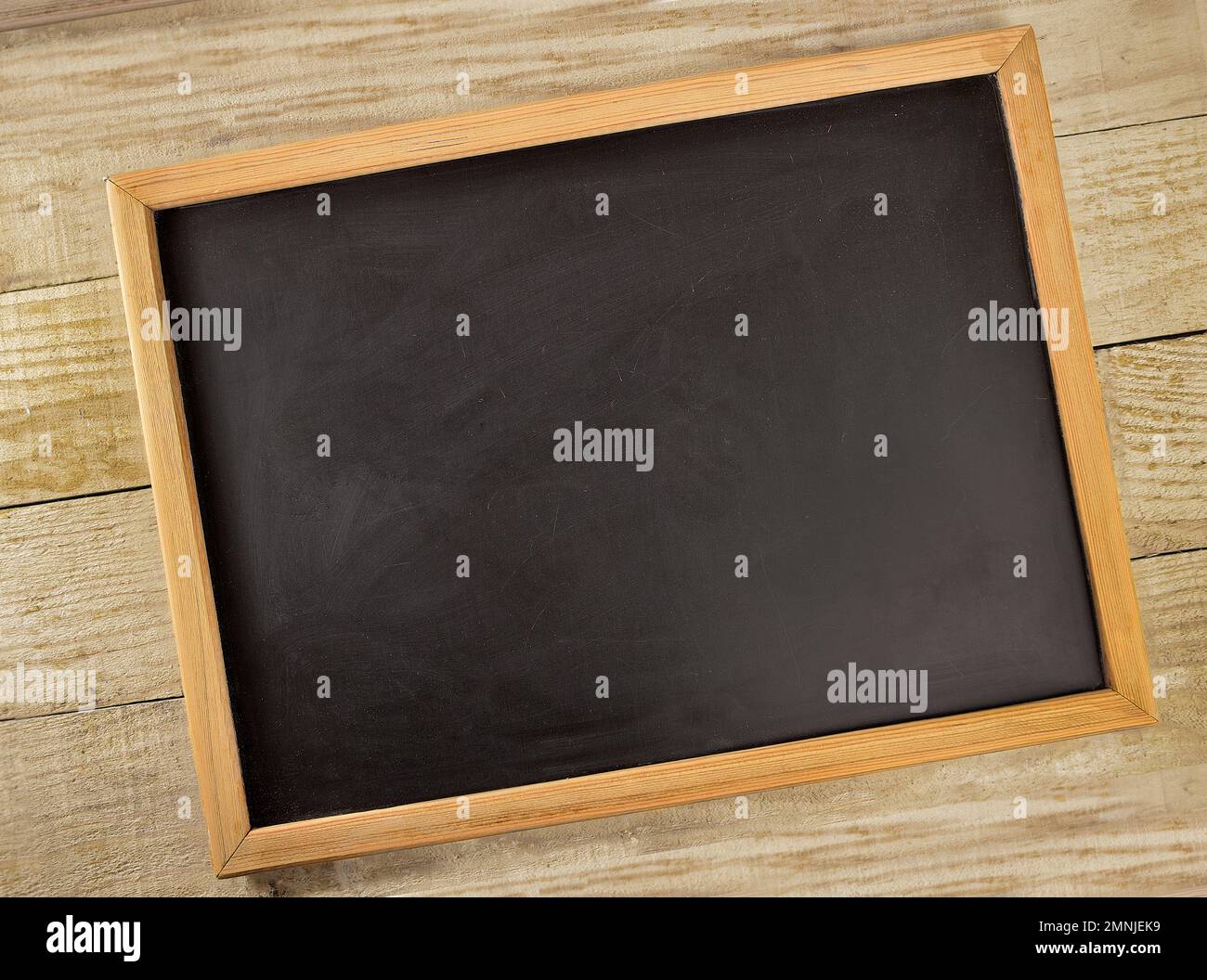 Chalkboard empty blank y copy space with wood background Stock Photo ...