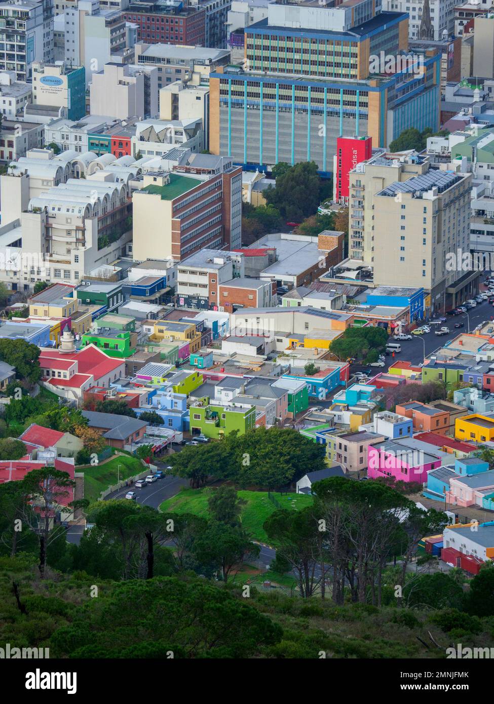 South Africa, Western Cape, Cape Town, Aerial view of colorful ...