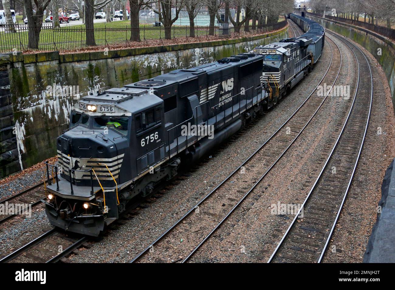 In this Jan. 26, 2017, photo, a Norfolk Southern freight train hauling ...
