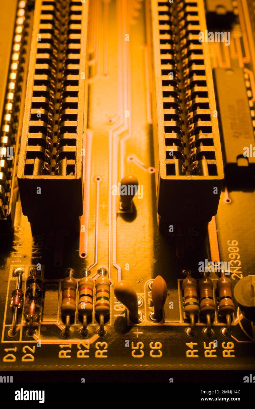 Golden computer circuit board Stock Photo - Alamy