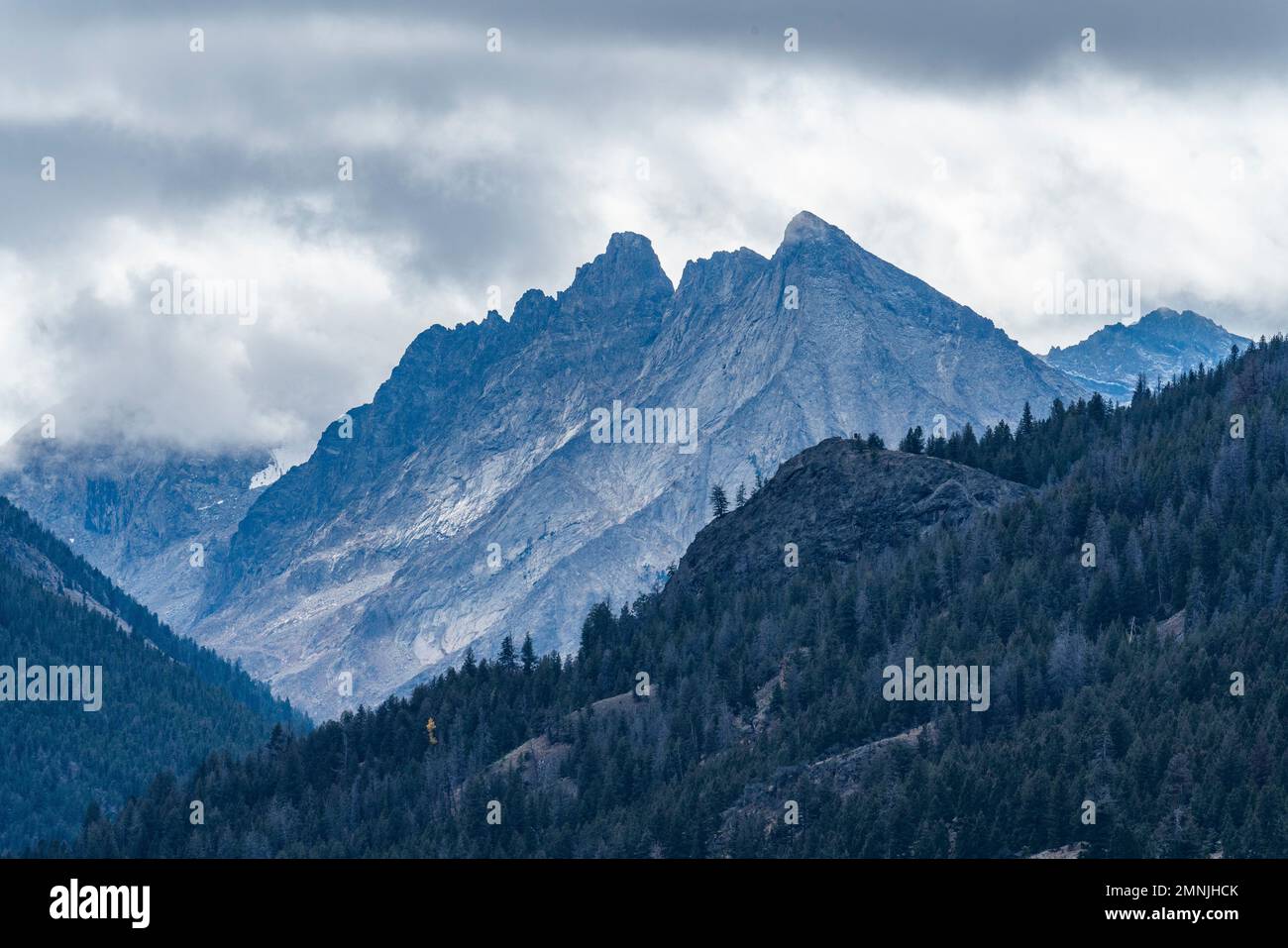 USA, Idaho, Sun Valley, Overcast sky over scenic mountains Stock Photo ...