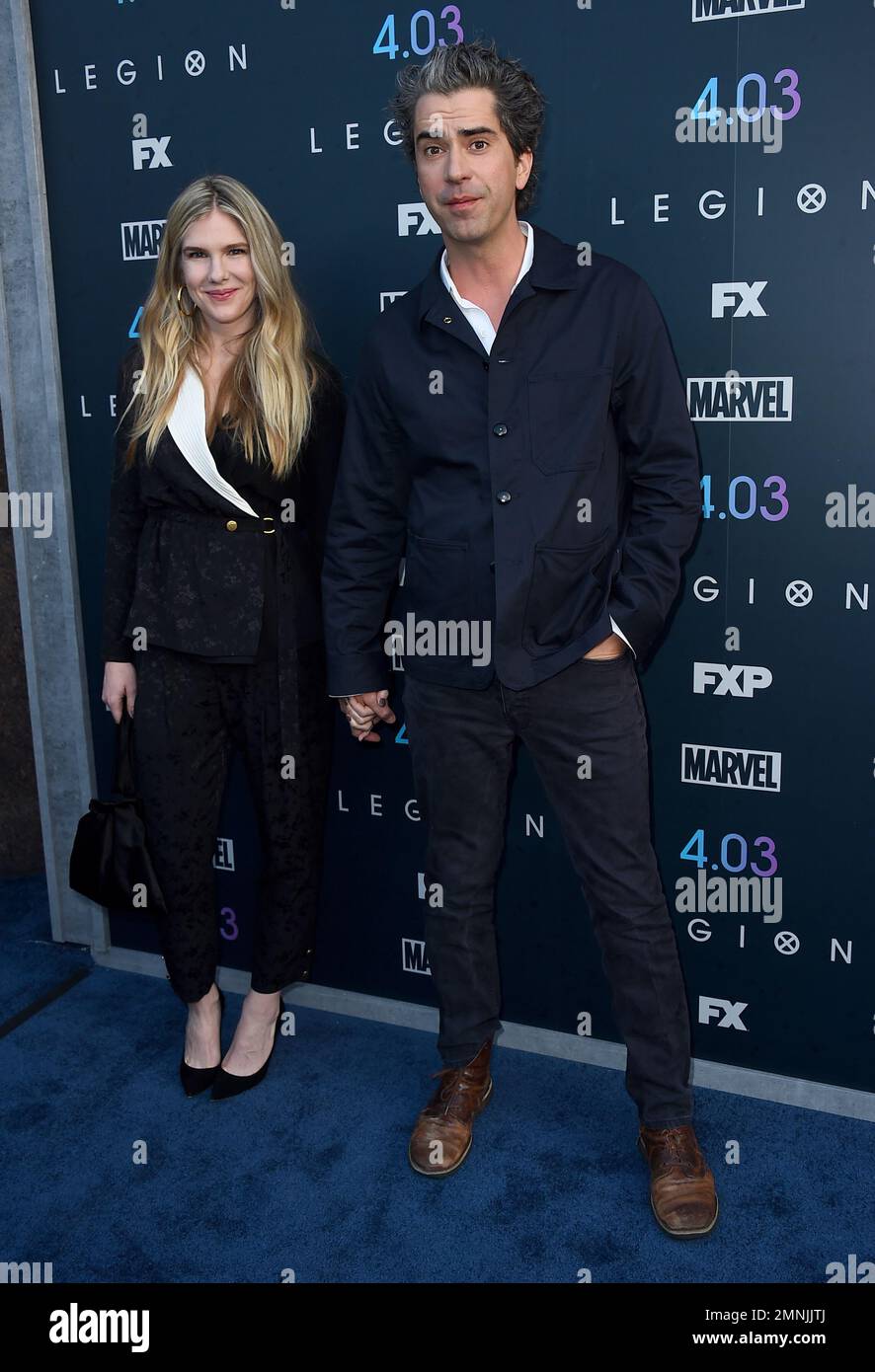 Lily Rabe, left, and Hamish Linklater arrive at the premiere of "Legion ...