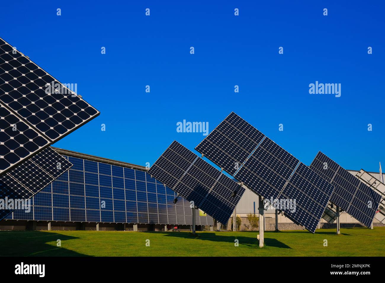 Solar panels samples on a blue sky background.Renewable energy from ...