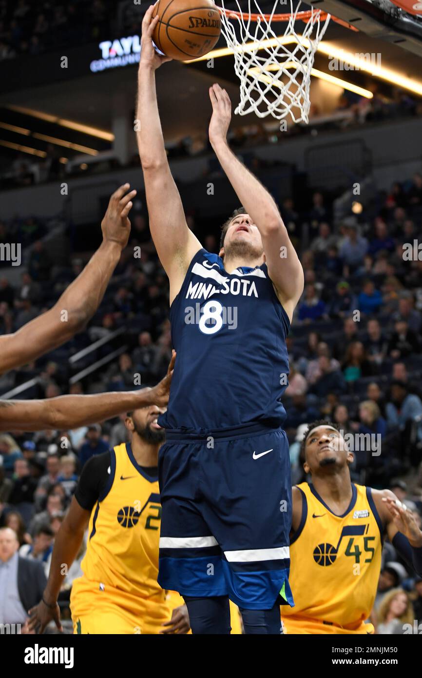 Minnesota Timberwolves' Nemanja Bjelica in an NBA basketball game against the Utah Jazz Sunday ...