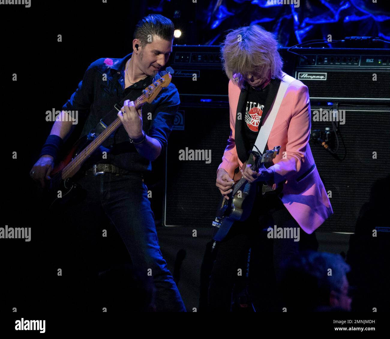 The English/American rock band The Pretenders, with bass player Nick ...