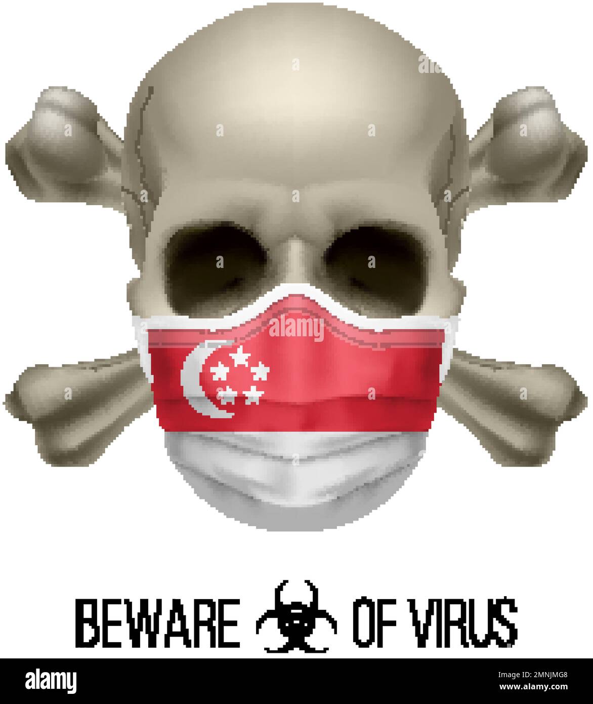 Human Skull with Crossbones and Surgical Mask in the Color of National ...
