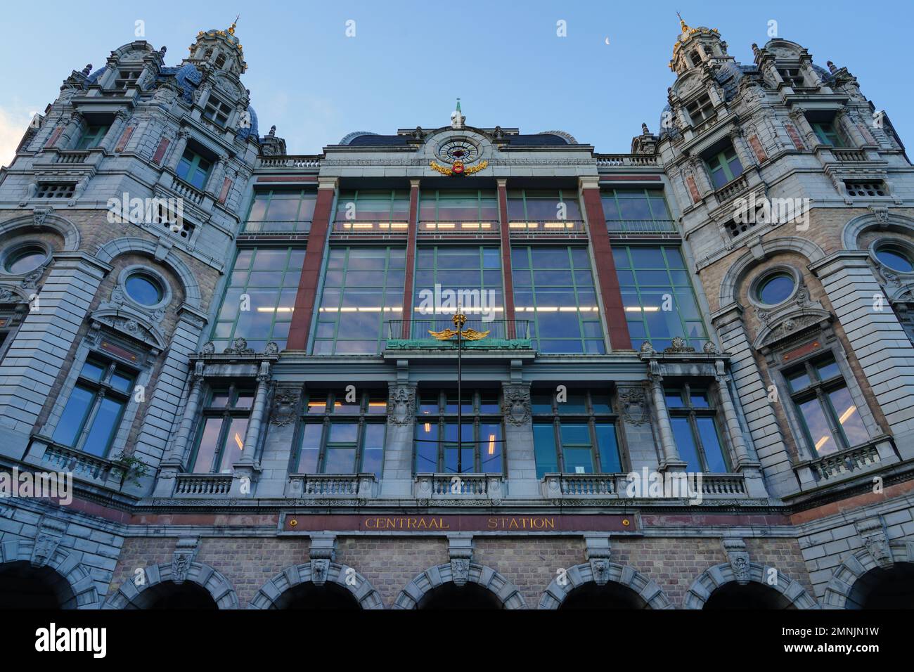 ANTWERP, BELGIUM –18 OCT 2022- View of the Anwerp Central station (ZWE, Antwerpen Centraal), a ...