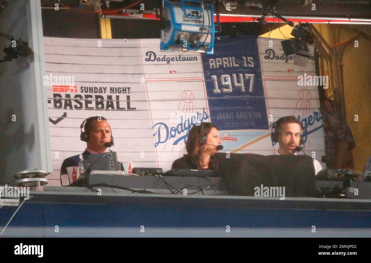 ESPN broadcaster Alex Rodriguez works from the pressbox during "ESPN ...