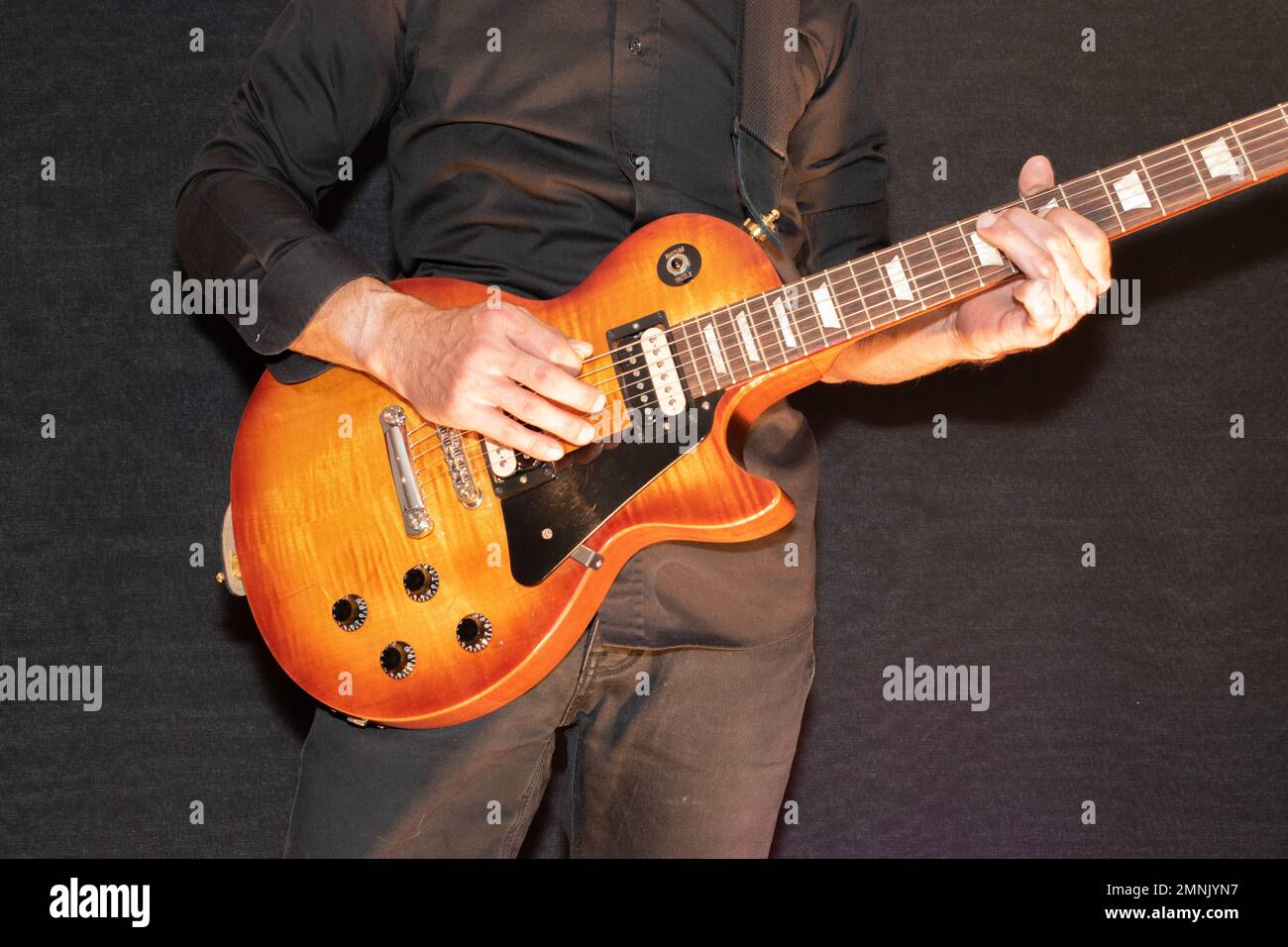 Vaduz, Liechtenstein, September 28, 2022 Artist is performing with a ...