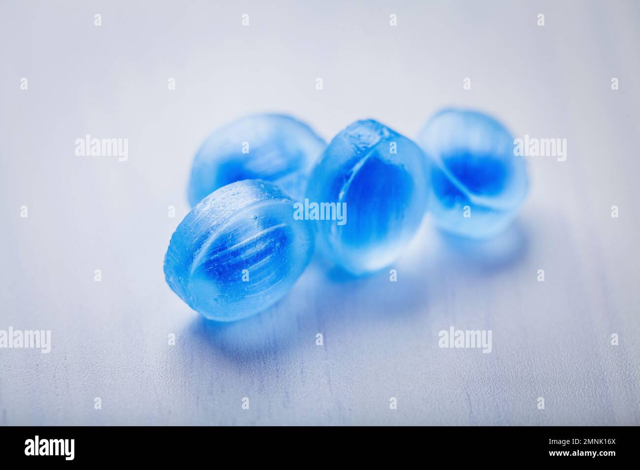 Blue menthol candy fresh balsamic syrup on a white background Stock ...