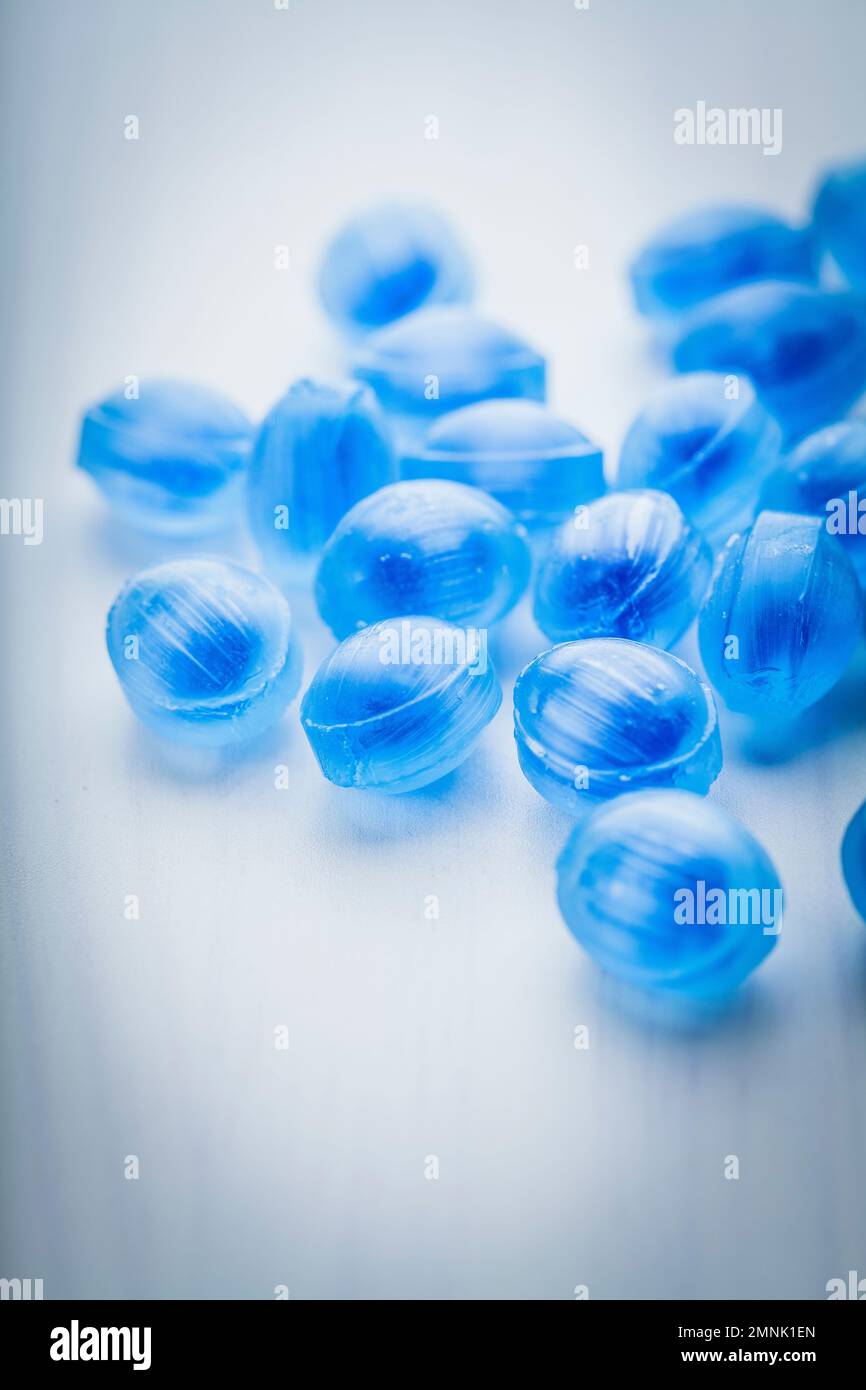 Blue menthol candy fresh balsamic syrup on a white background Stock ...