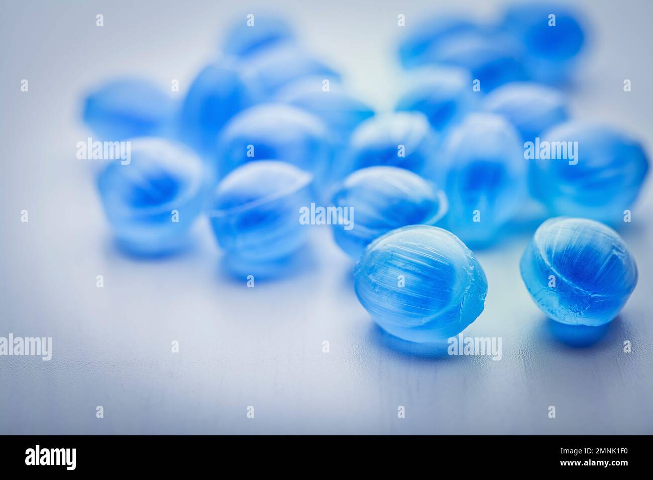 Blue menthol candy fresh balsamic syrup on a white background Stock ...