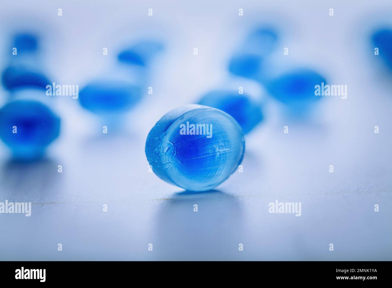 Blue menthol candy fresh balsamic syrup on a white background Stock ...