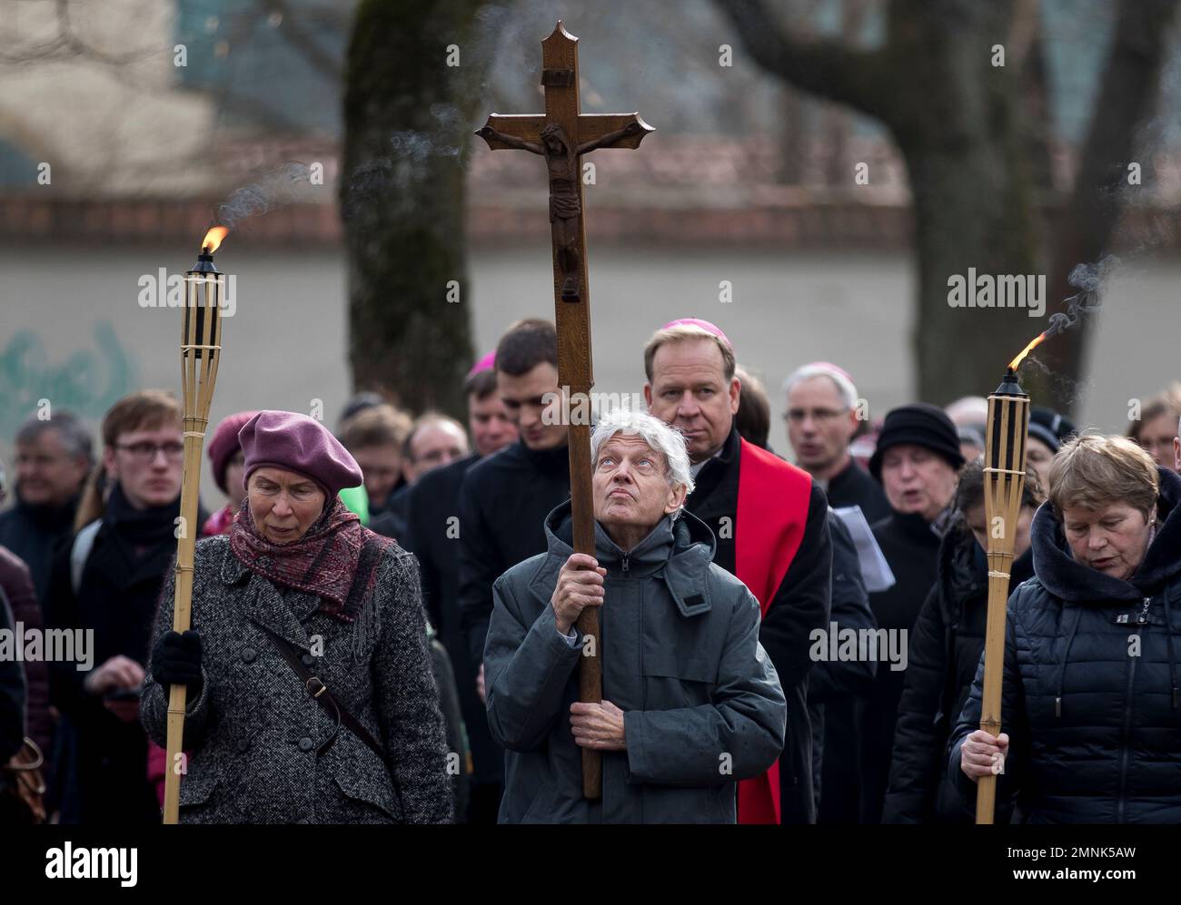 Penitents take part in a Holy Week procession in Vilnius, Lithuania ...