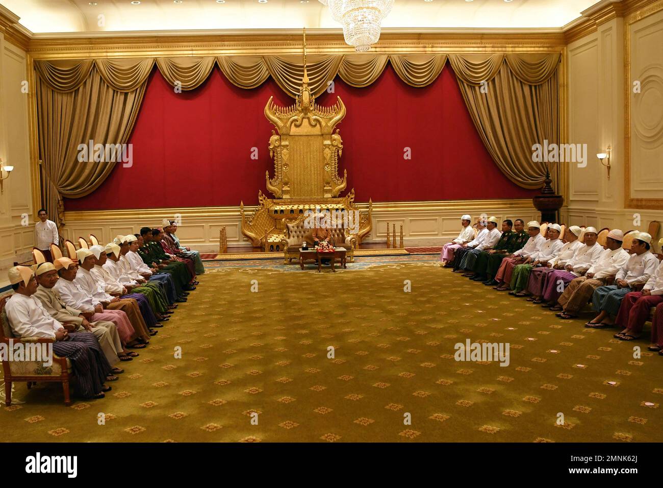 Myanmar's new President Win Myint meets with the cabinet members at the ...