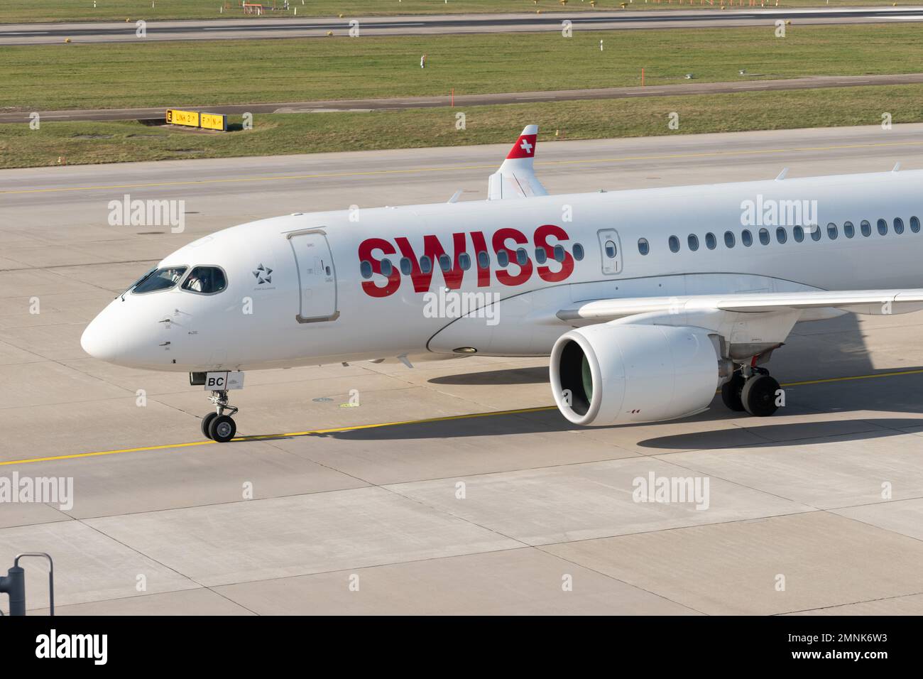 Zurich, Switzerland, January 19, 2023 Swiss international airlines Bombardier CS-100 or A220 ...