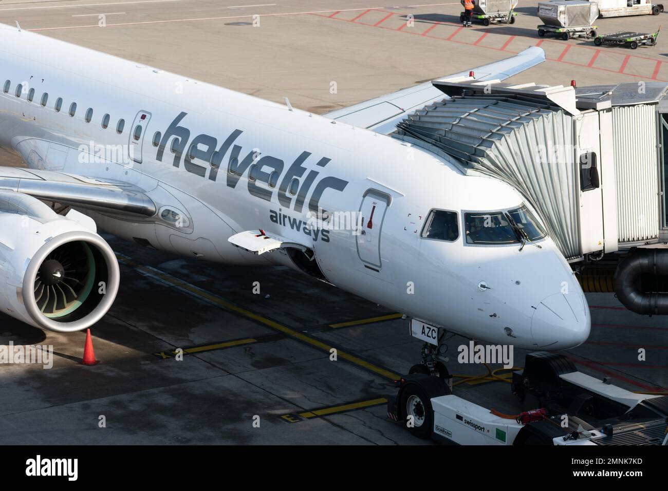 Zurich, Switzerland, January 19, 2023 Helvetic airways Embraer E-190-E2 ...