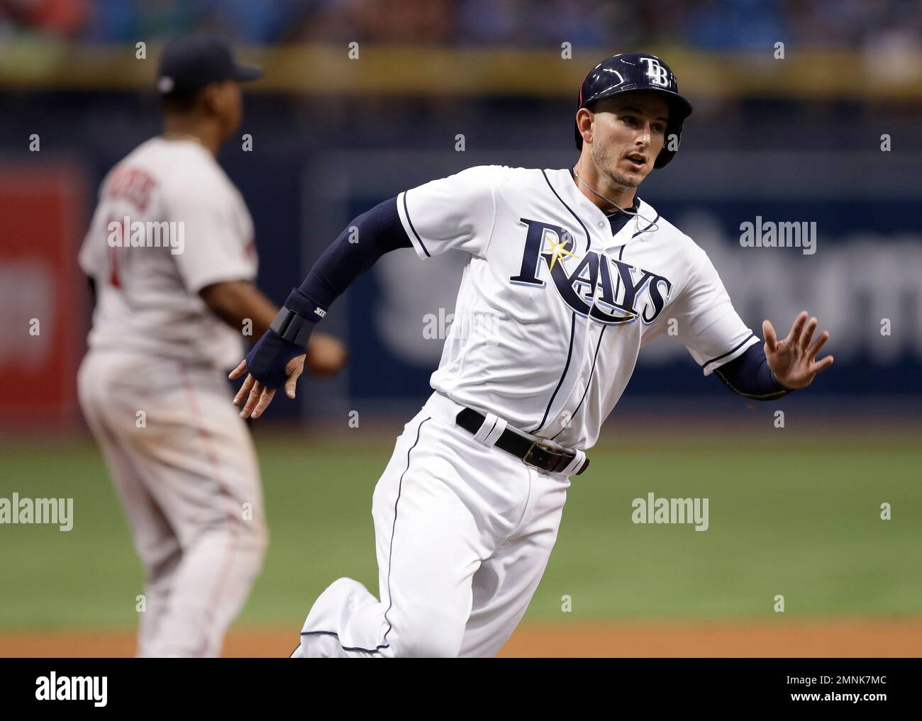 Tampa Bay Rays' Daniel Robertson scores on an RBI double by Matt Duffy ...