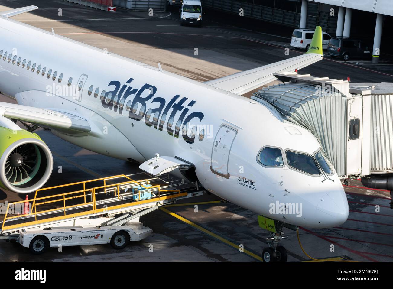 Zurich, Switzerland, January 19, 2023 Air Baltic Bombardier CS-300 or ...