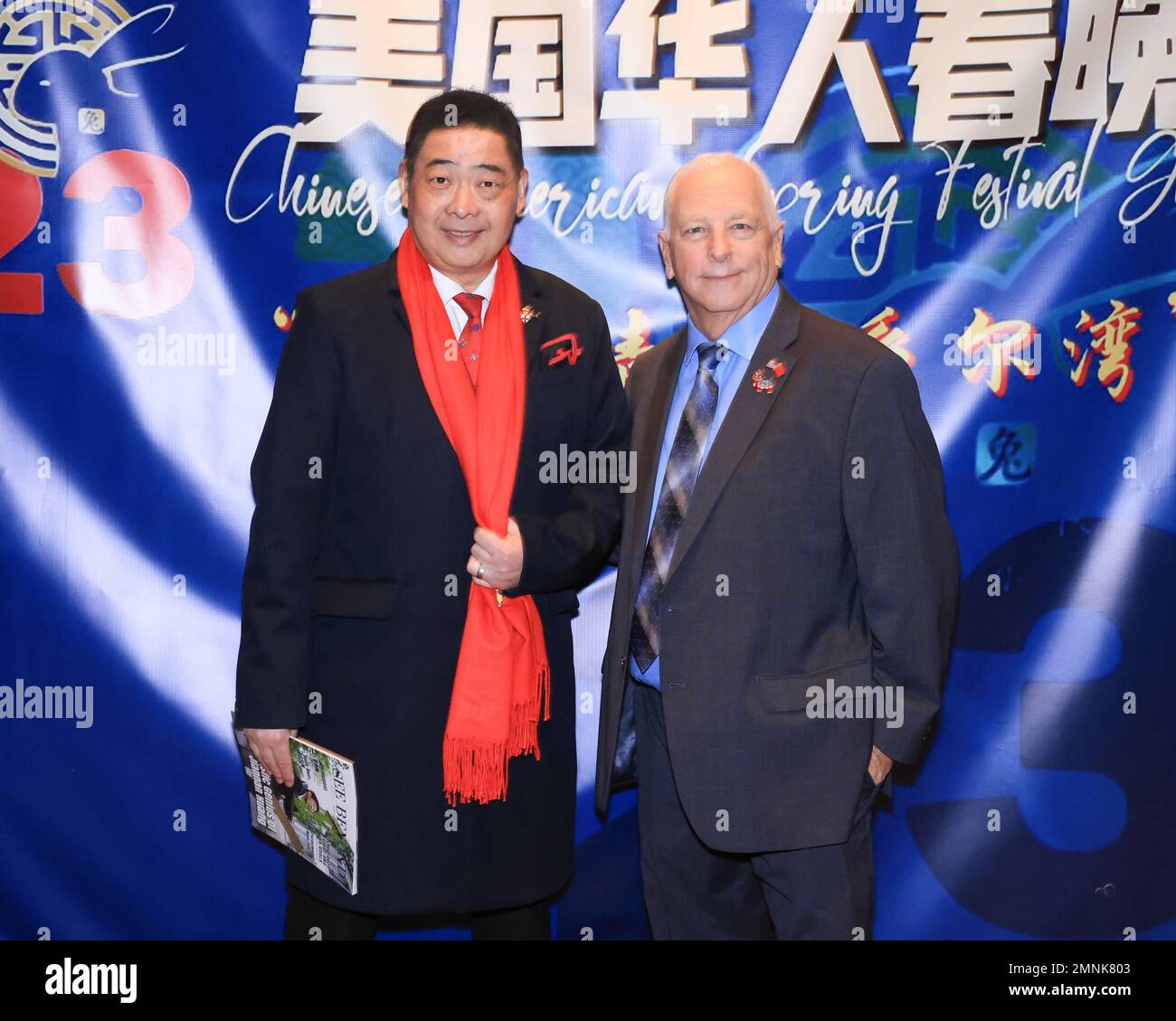 Irvine, California, USA. 28th January, 2023. TV host Joey Zhou and Dr ...