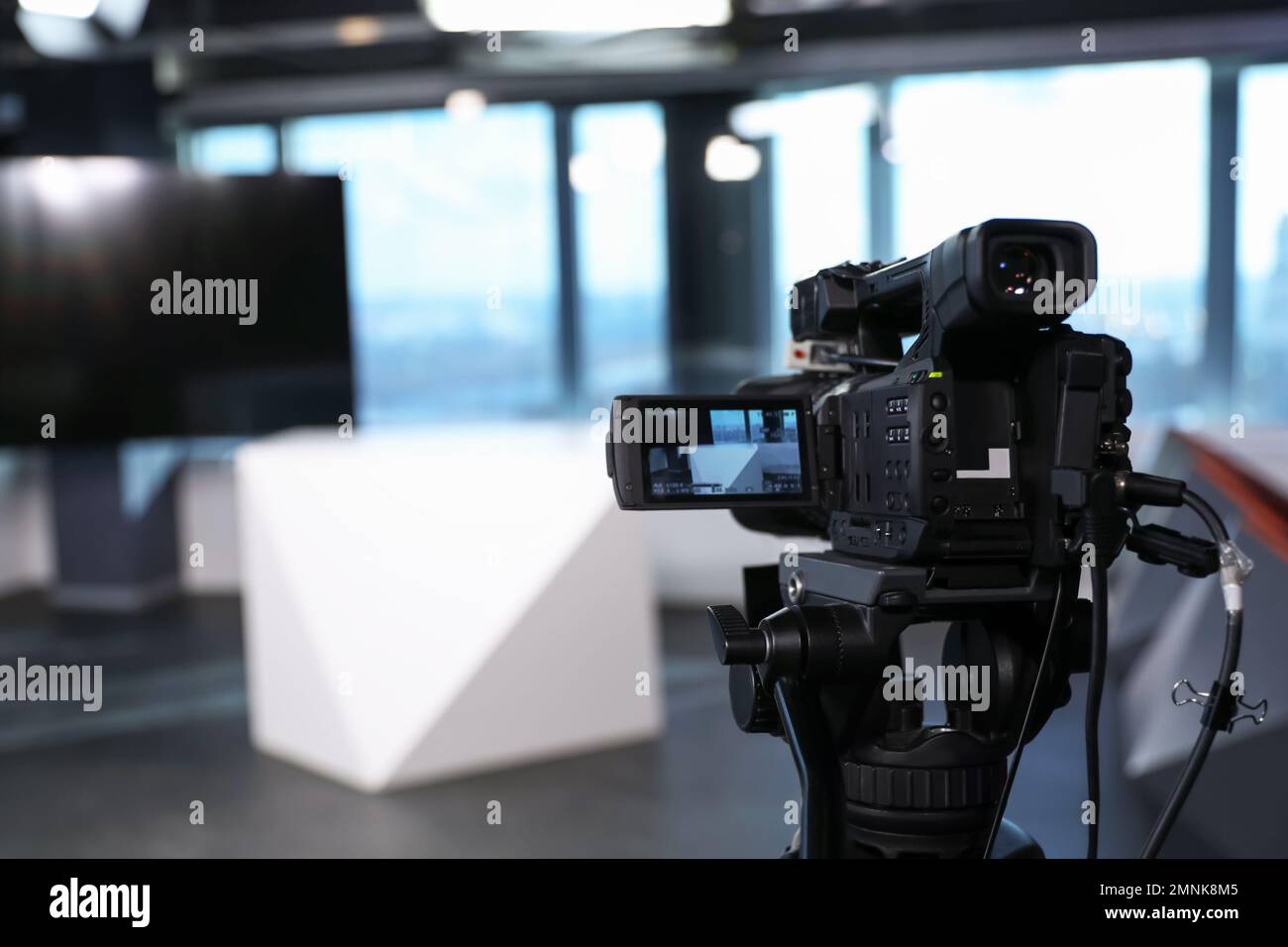 Modern video recording studio with professional equipment, focus on ...