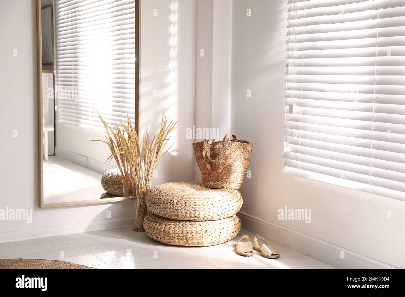 Large stylish mirror in room. Element of interior design Stock Photo ...