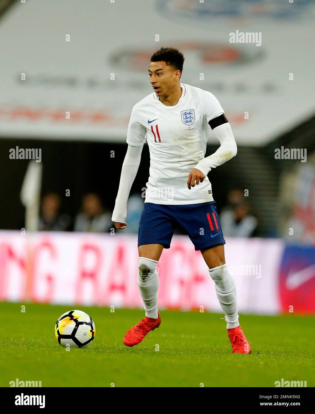 England's Jesse Lingard takes the ball forward during the friendly ...