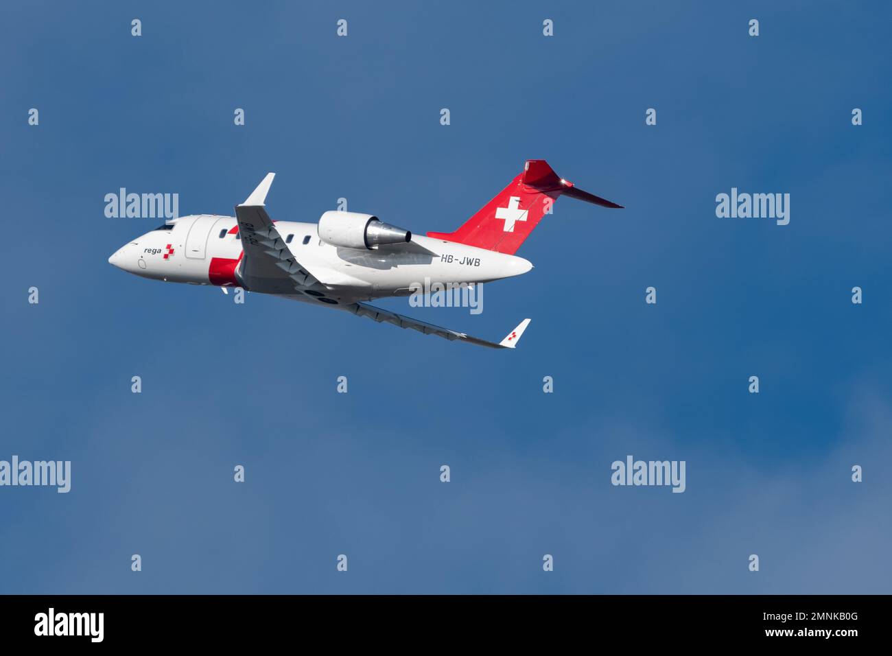 Zurich, Switzerland, January 19, 2023 REGA Swiss air rescue Bombardier ...