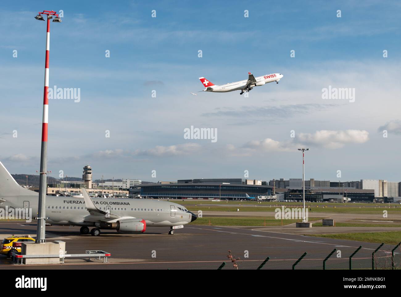 Zurich, Switzerland, January 19, 2023 Swiss Airbus A330-343 is taking ...
